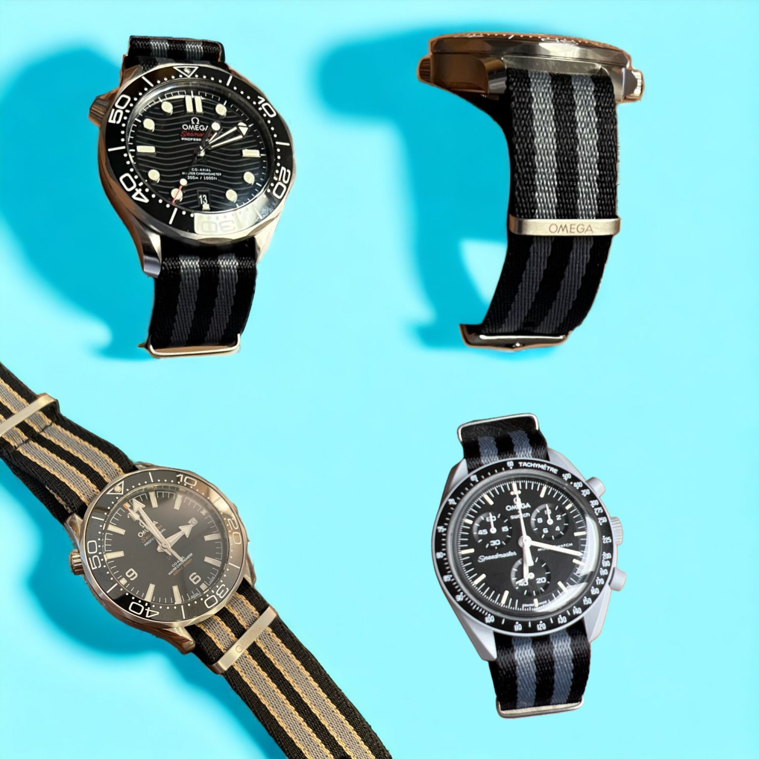 Canvas Nato Strap for Omega James Bond 007 Seamaster/Speedmaster/Aqua ...