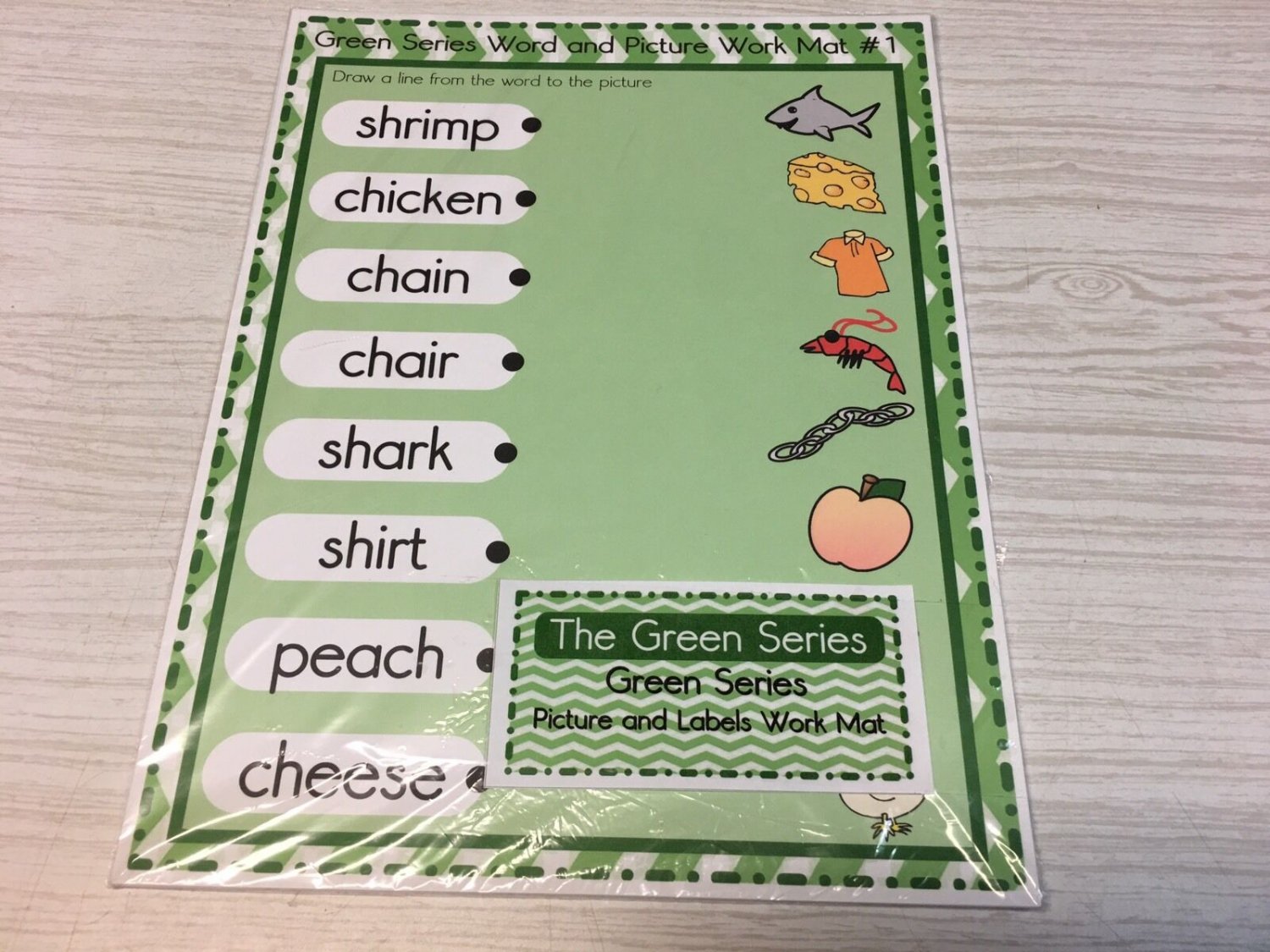 The Green Series - Word & Picture Match Dry Erase (8 Wipewriter) Montessori