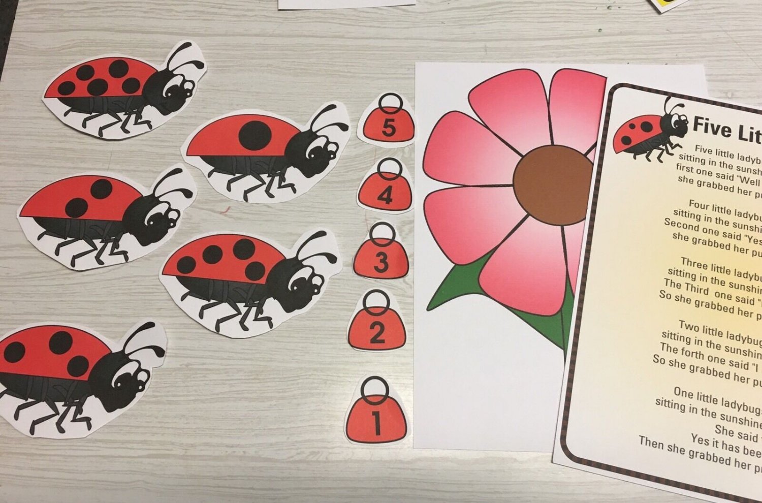 Ladybug Flannel Board Set - Laminated Activity Set - Teaching Supplies
