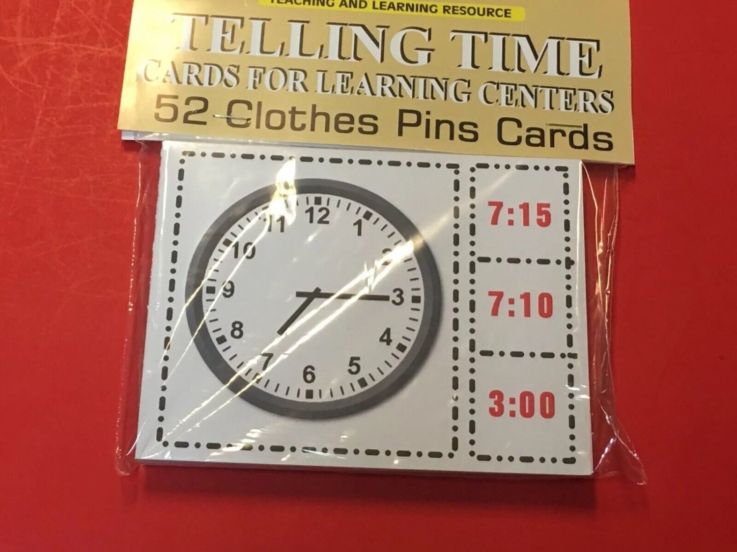 TELLING TIME - Cards for Learning Center 52 Cards- Letters Teaching Pre-k