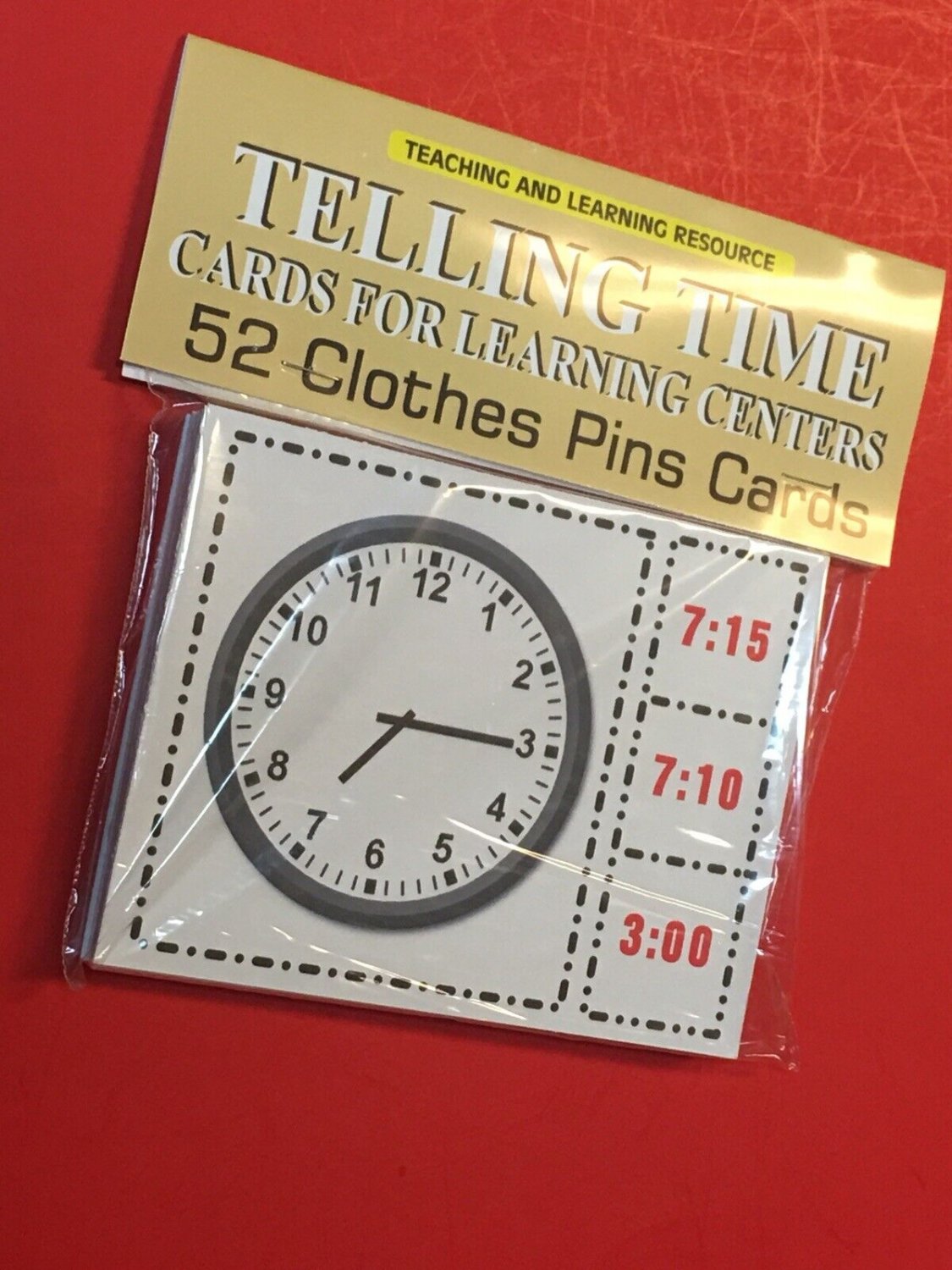 TELLING TIME - Cards for Learning Center 52 Cards- Letters Teaching Pre-k