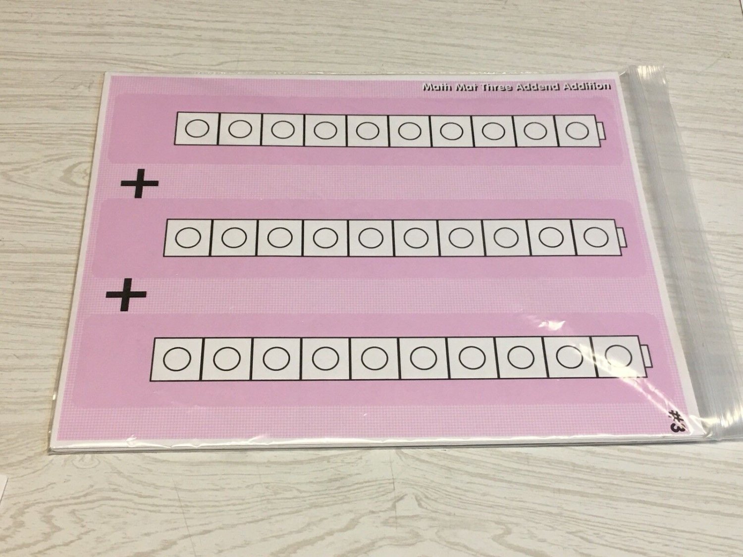 Classroom Set of 10 - Laminated Math Work Mats - Dry Erase #03