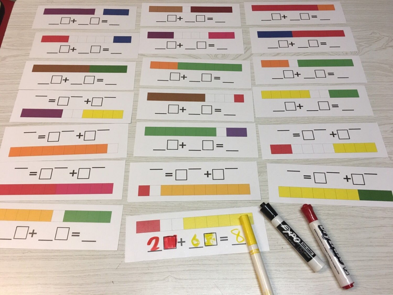 Unifix Cube Addition Kit - Match & Write - 21 Pieces Laminated dry ...