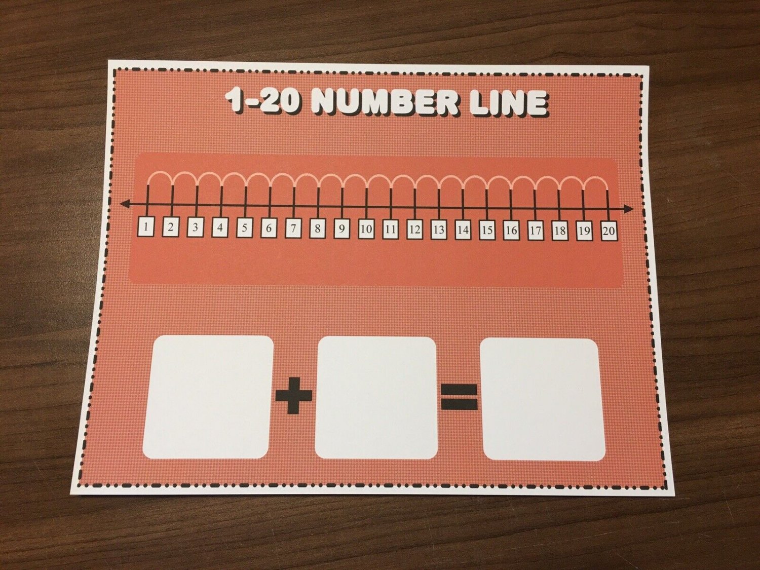 Number Line 1-20 Laminated Math Work Mat #25- Dry Erase