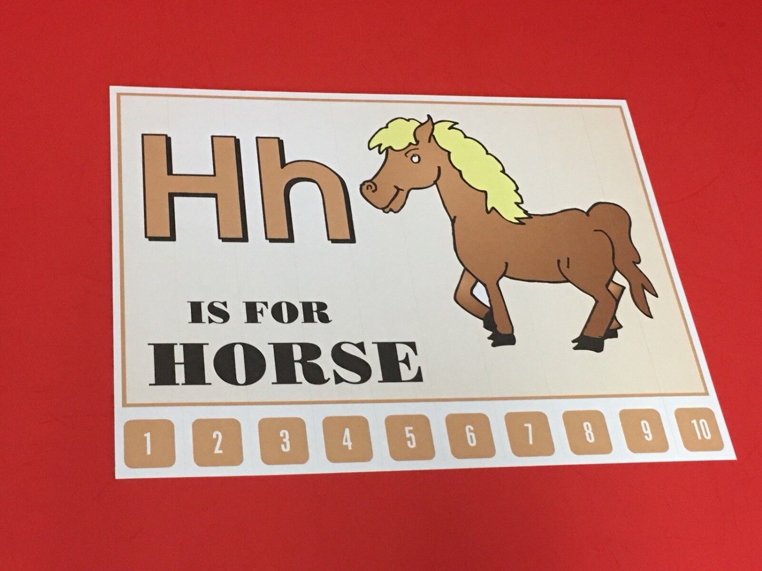 Letter H Horse - Number Sequencing Puzzle, numbers 1-10 Laminated