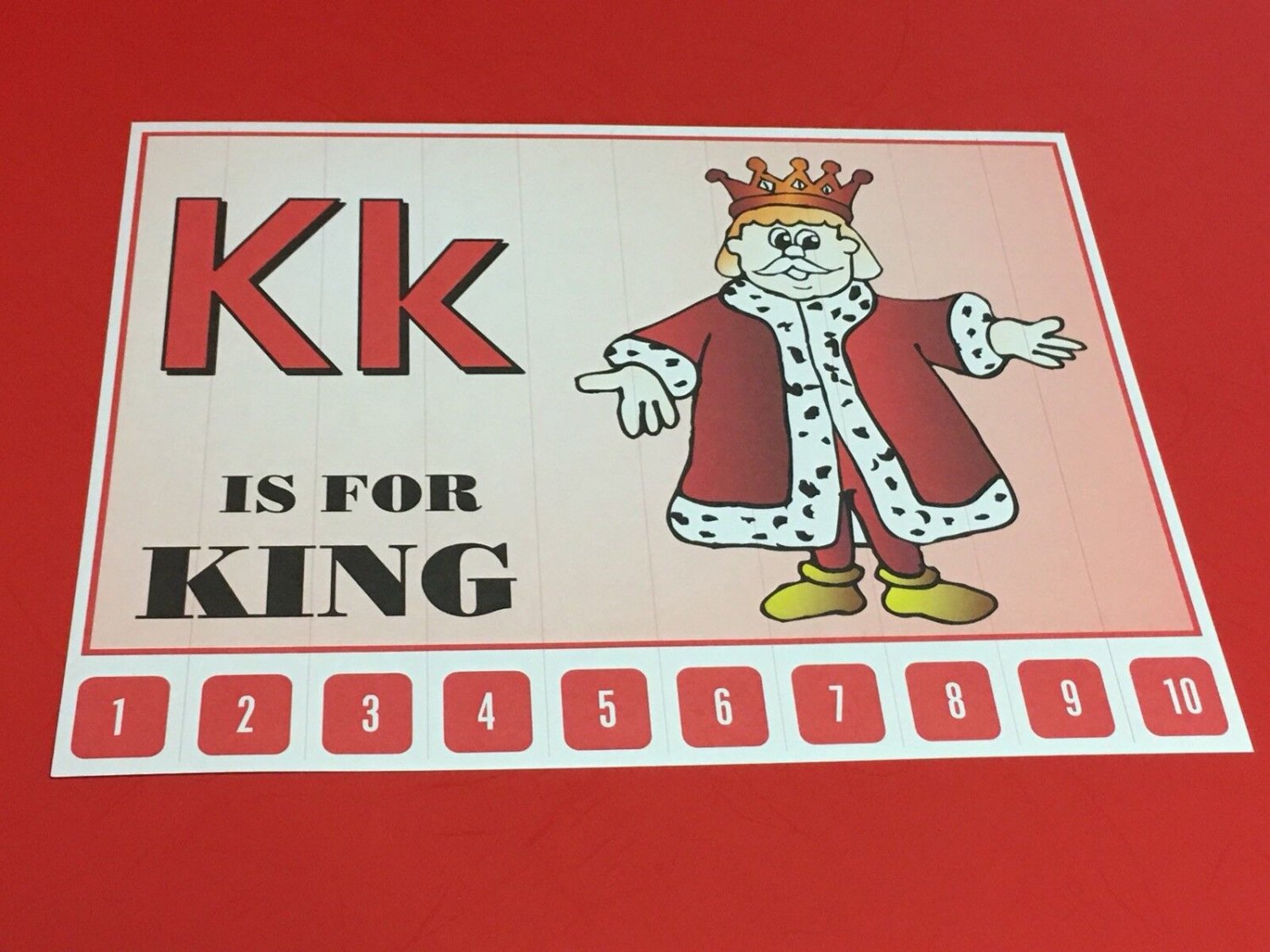 Letter K King - Number Sequencing Puzzle, numbers 1-10 Laminated