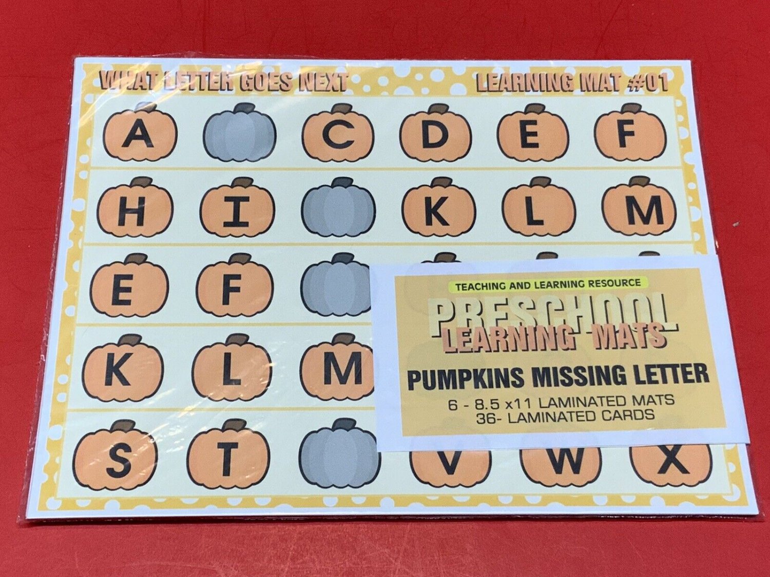 Pumpkins Missing Letters - Set of 6 Learning Mats / Cards - Laminated ...