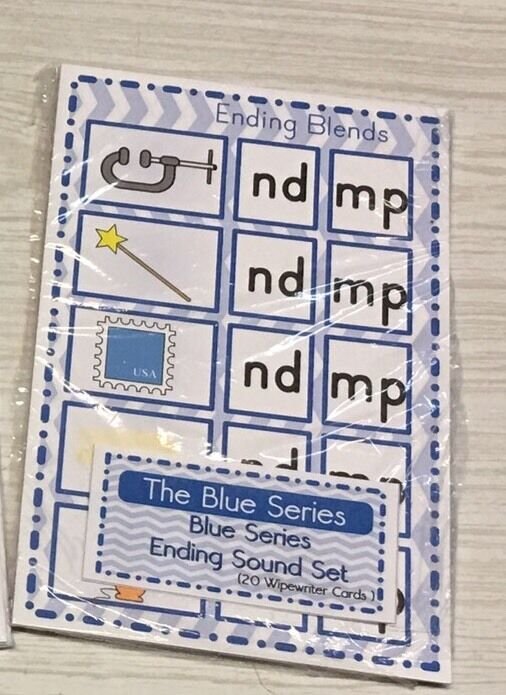 The Blue Series - Ending Sound Set (20 Wipewriter Cards ) Montessori
