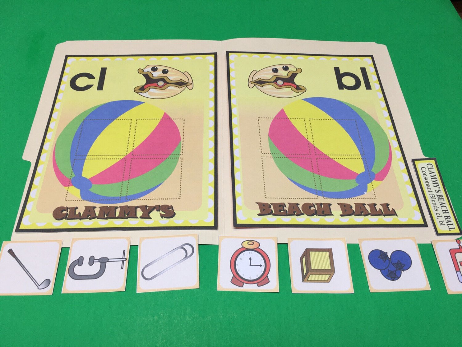 Clammy’s Beach Ball - Phonics Cl / Bl - DIY File Folder game - Printed ...