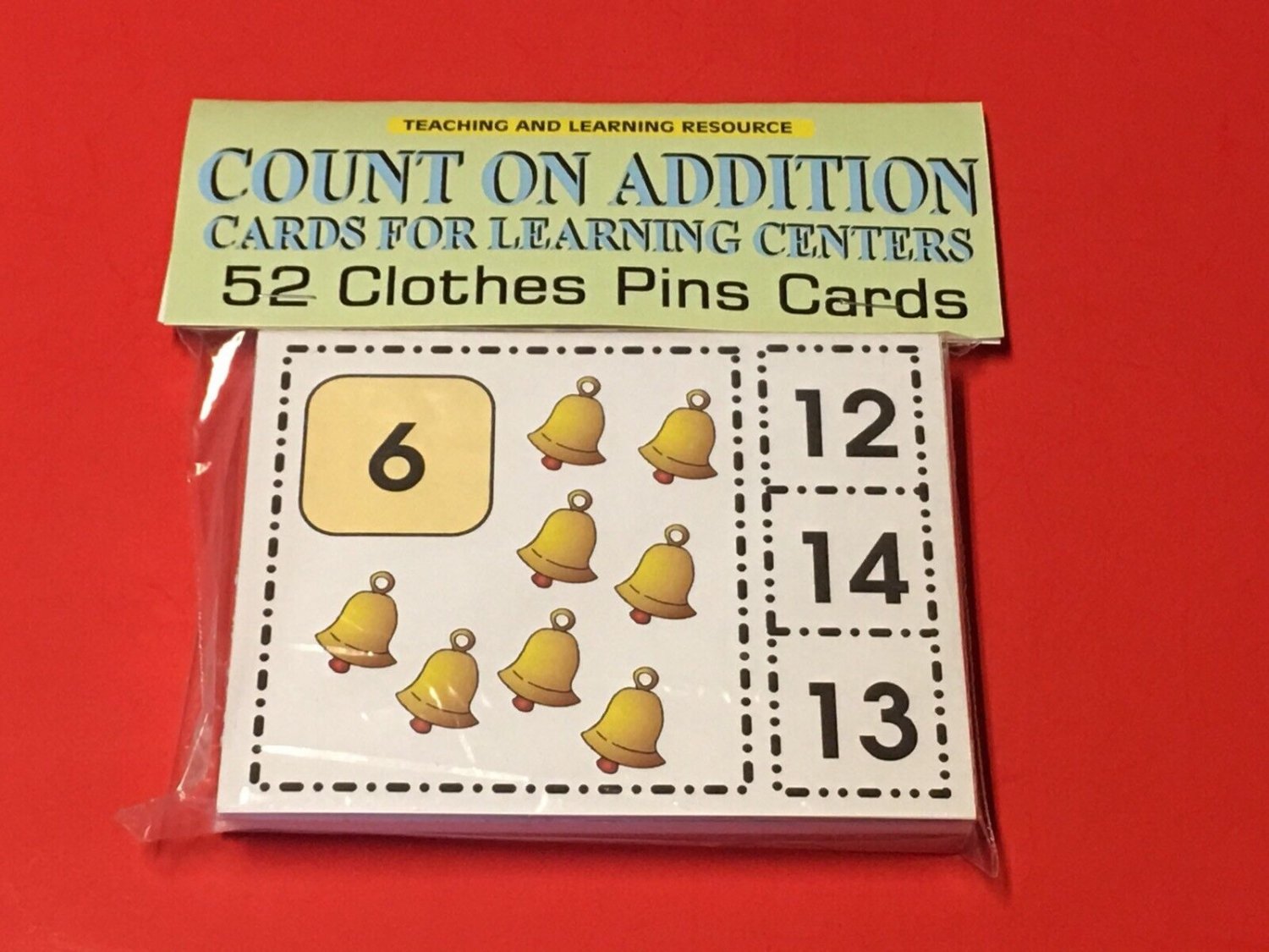 Count On Addition Cards - Cards for Learning Center 52 Cards-Letters ...