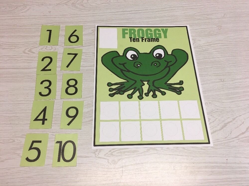 Froggy - Ten frame Mat Laminated Activity Set - Teaching Supplies
