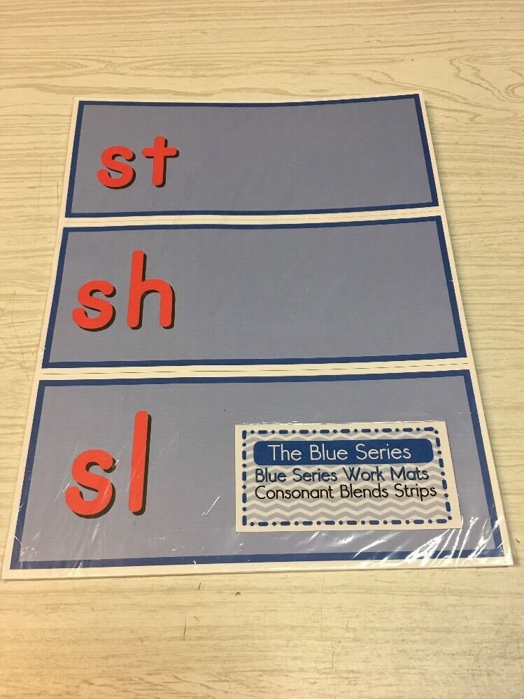 The Blue Series - 24 Beginning Consonant Blends Strips Montessori