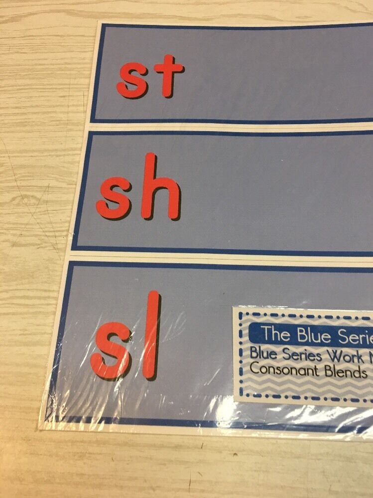 The Blue Series - 24 Beginning Consonant Blends Strips Montessori