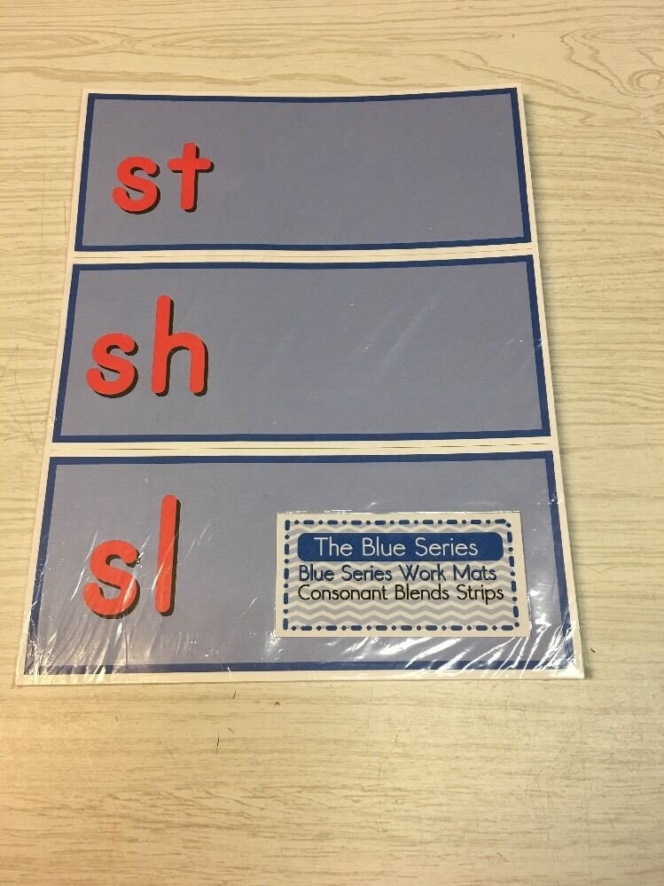 The Blue Series - 24 Beginning Consonant Blends Strips Montessori