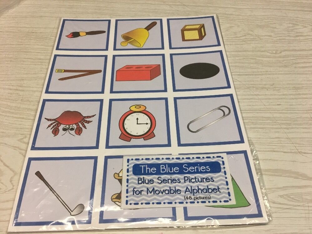 The Blue Series - Pictures For Movable Alphabet - Montessori