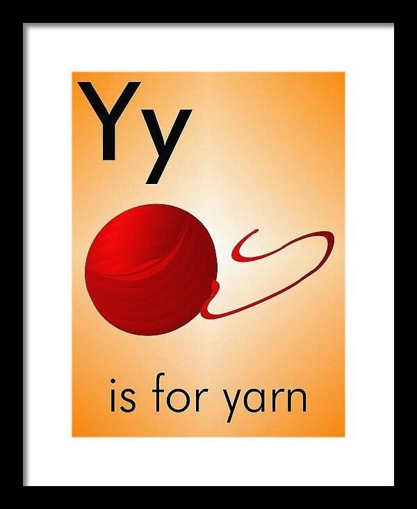 Y is for yarn - Art Print Home Decor Wall Art - Flashcard (frame not ...