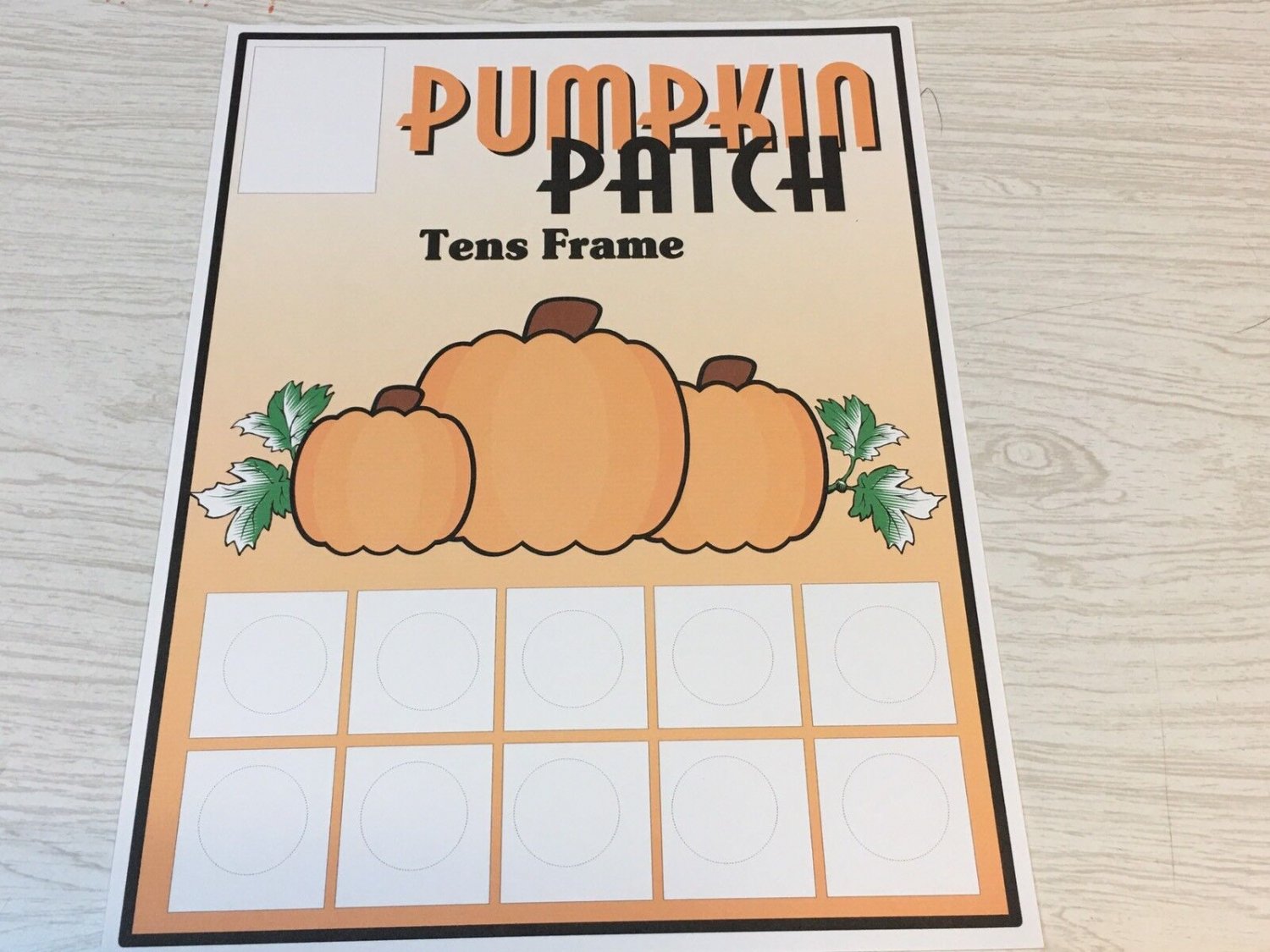 Pumpkin Patch Ten-Frames - Laminated Activity Set - Teaching Supplies
