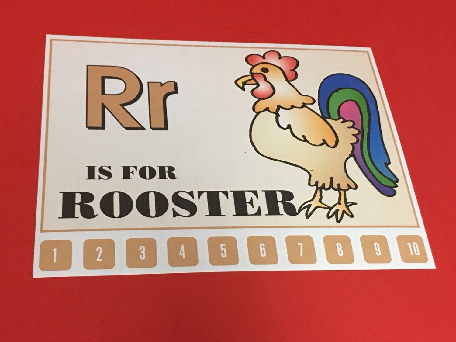 Letter R Rooster - Number Sequencing Puzzle, numbers 1-10 Laminated