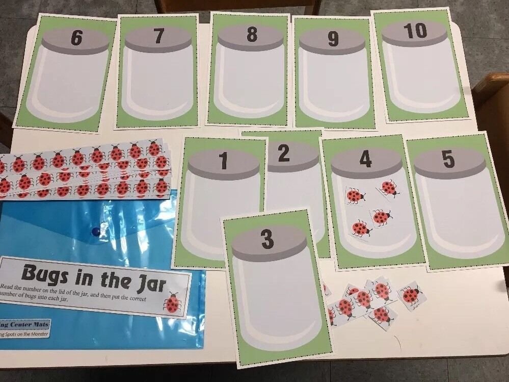 Bugs In a Jar - Learning Center- Math Counting 0 - 10 Laminated Mats