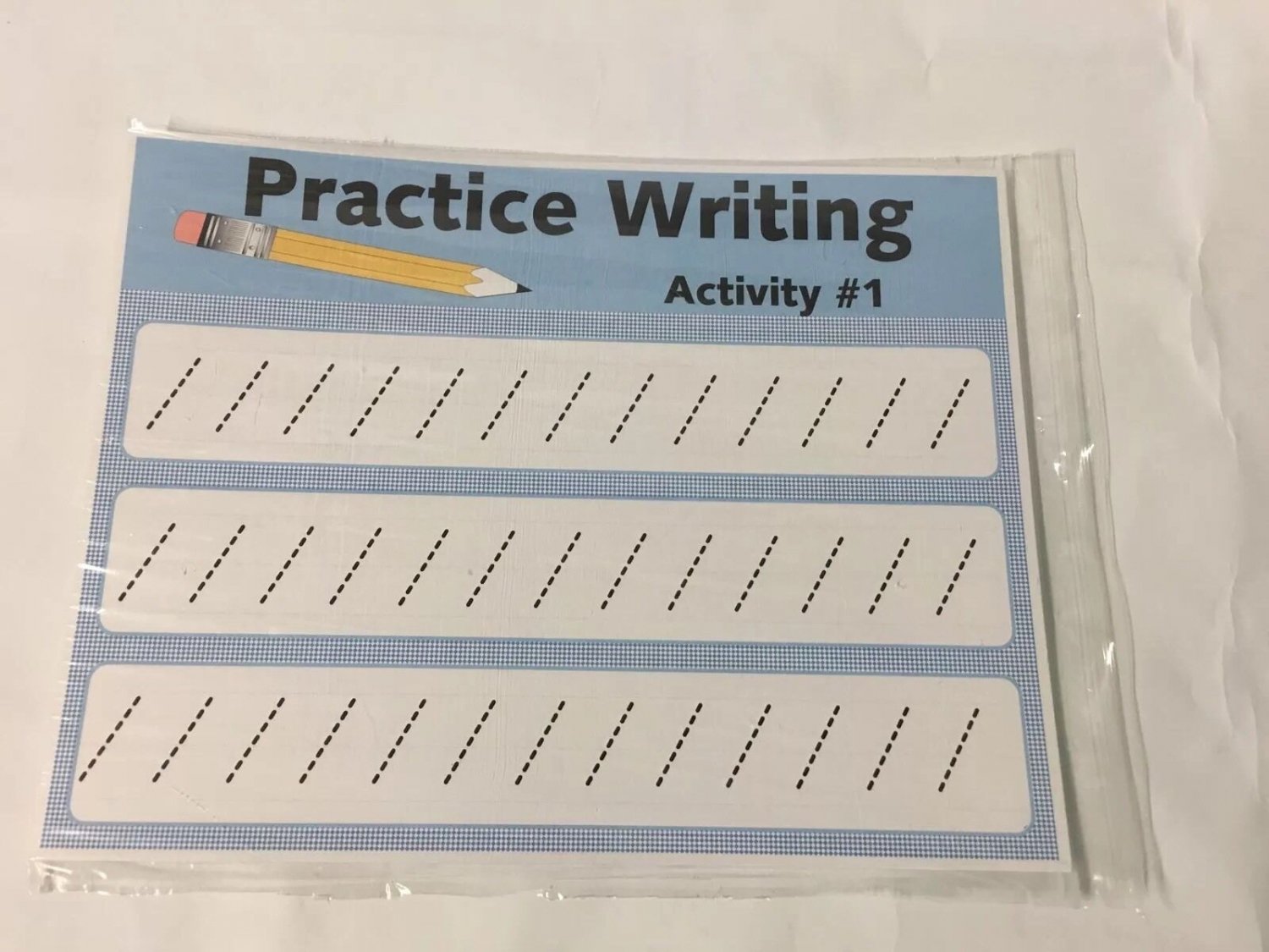 Beginners Writing Practice Sheet - 10 Laminated Activity Cards - 8.5x11