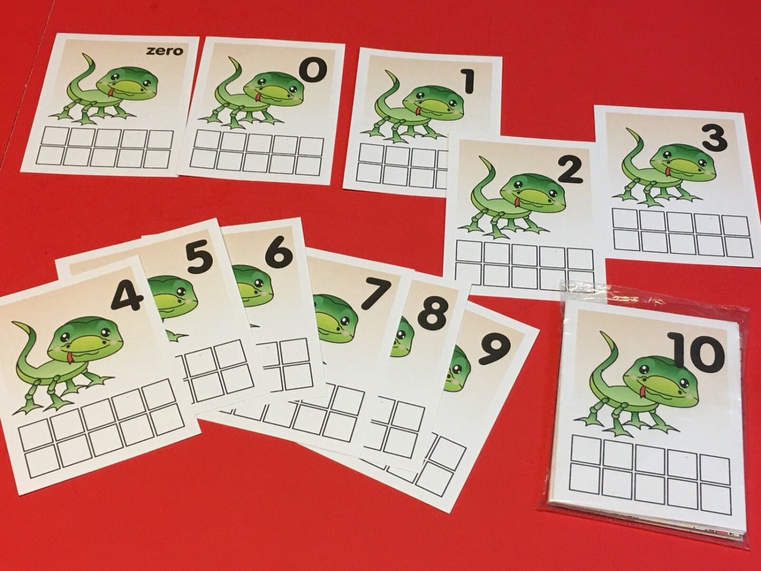 LIZARD TENS FRAMES- Laminated Dry Erase cards - Teaching supplies