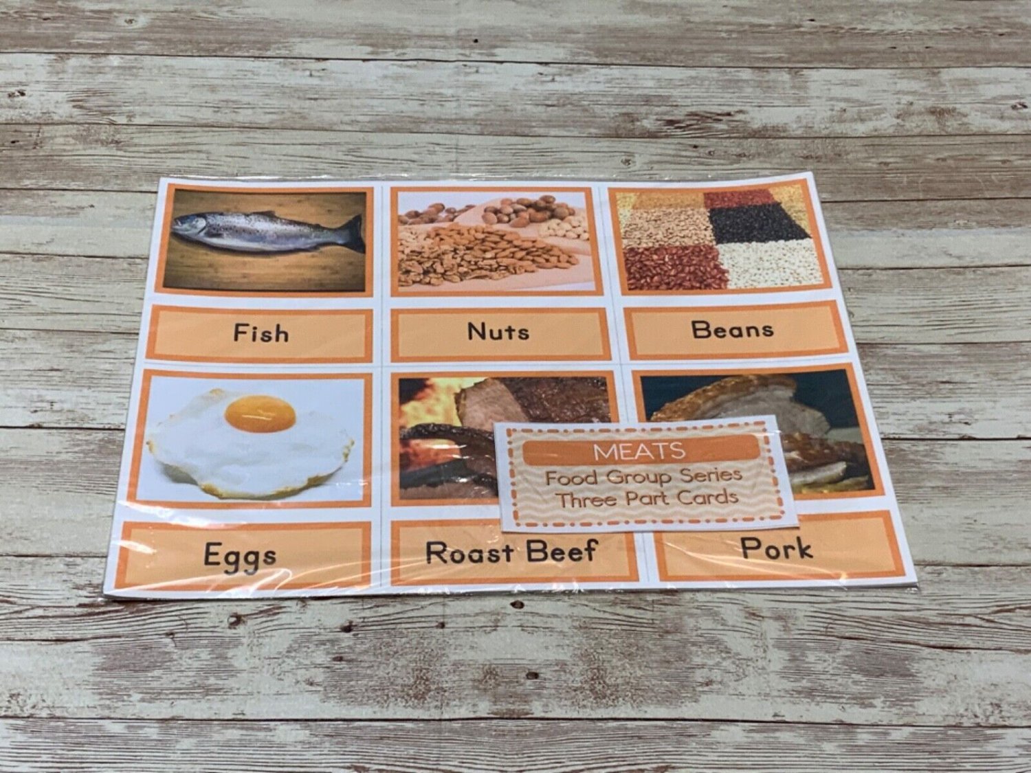 Meats - Food Groups Series - Montessori Three Part Card - (PRINTED) DIY