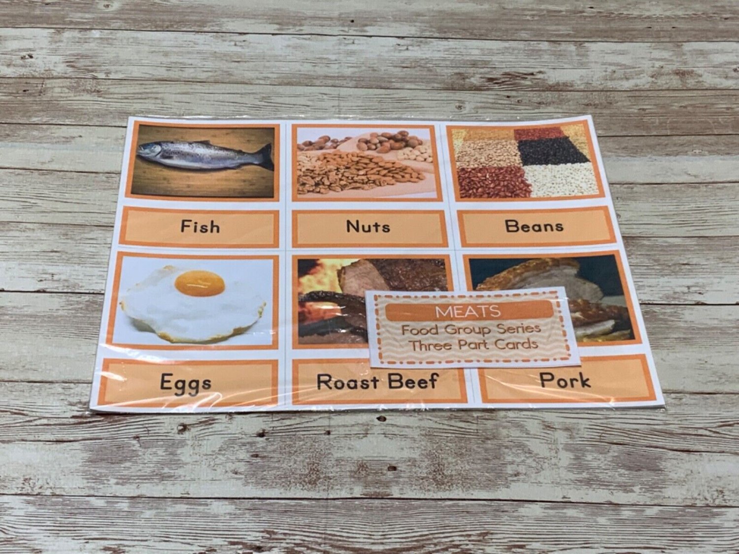 Meats - Food Groups Series - Montessori Three Part Card - (PRINTED) DIY