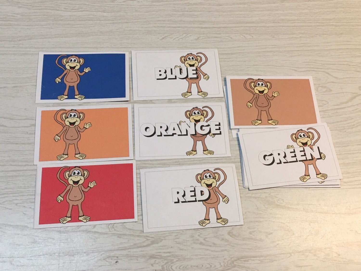 Monkey Color Word Match - Laminated Activity Cards#
