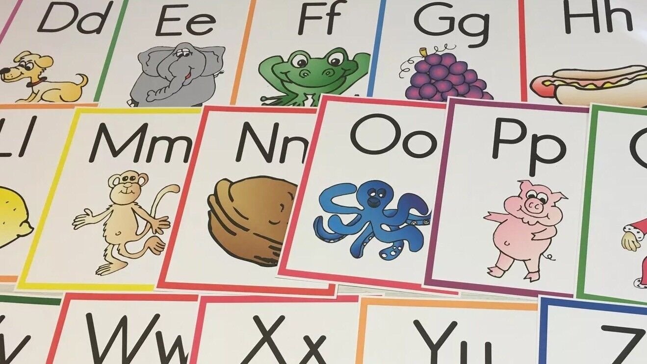 26 Colored Alphabet Posters.8.5x11 classroom signs PRINTED Wall decor