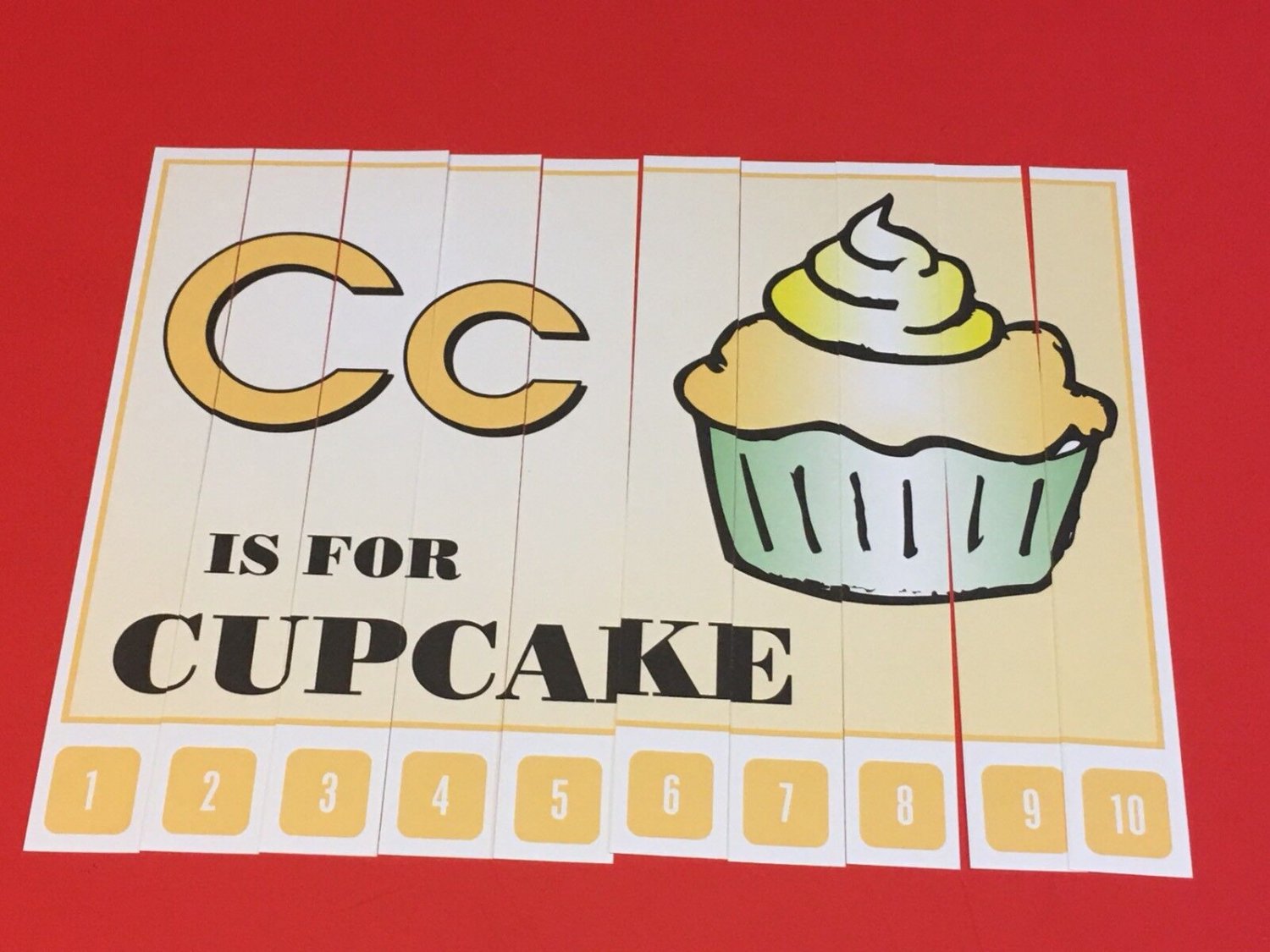Letter C Cupcake - Number Sequencing Puzzle, numbers 1-10 Laminated