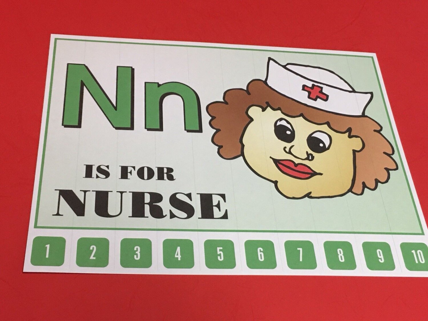 Letter N Nurse - Number Sequencing Puzzle, numbers 1-10 Laminated