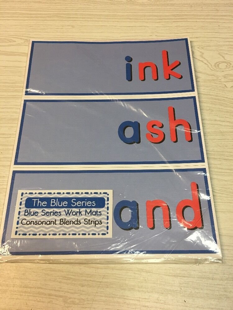 The Blue Series - 34 Ending Consonant Blends Strips Montessori