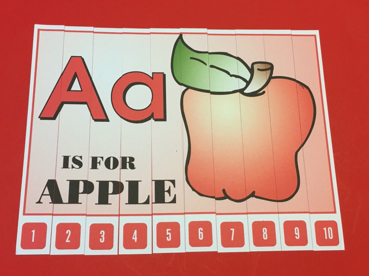 Letter A Apple - Number Sequencing Puzzle, numbers 1-10 Laminated