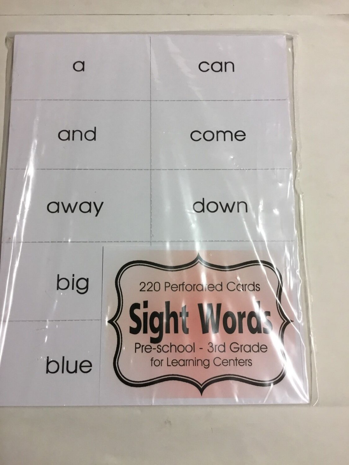 220 Sight Words - Flash Card Kit Prekindergarten - Third Grade words