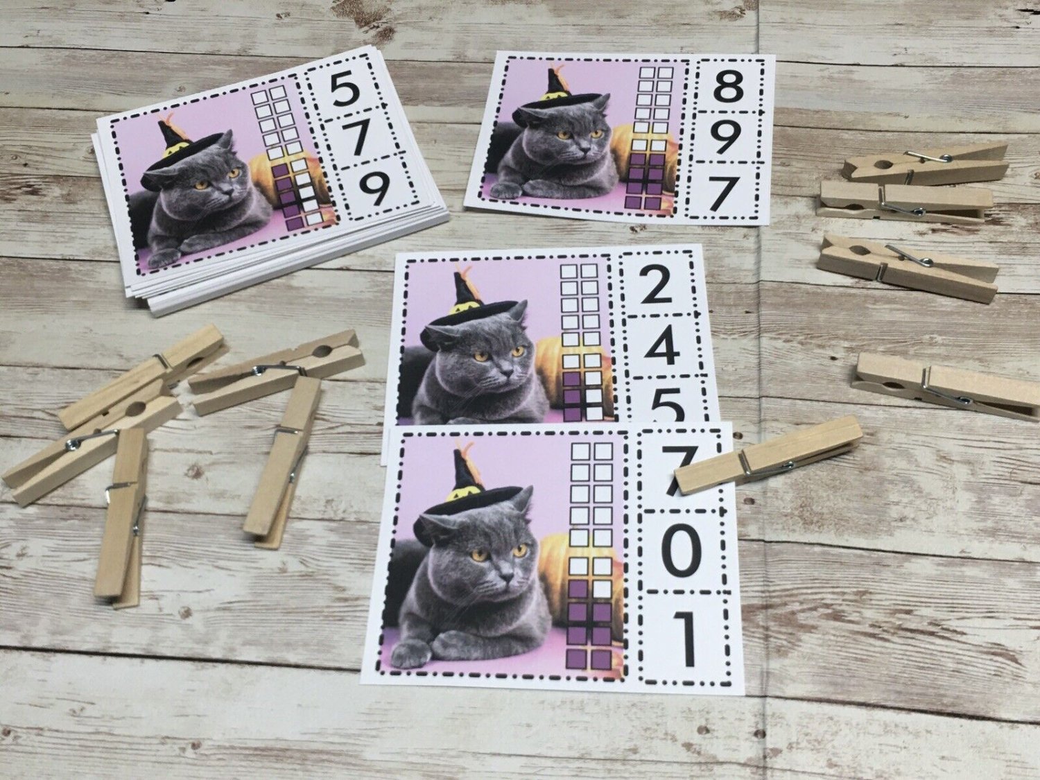 Kitty Cat Witch - Math - Cards for Learning Center 40 Cards- Teaching ...