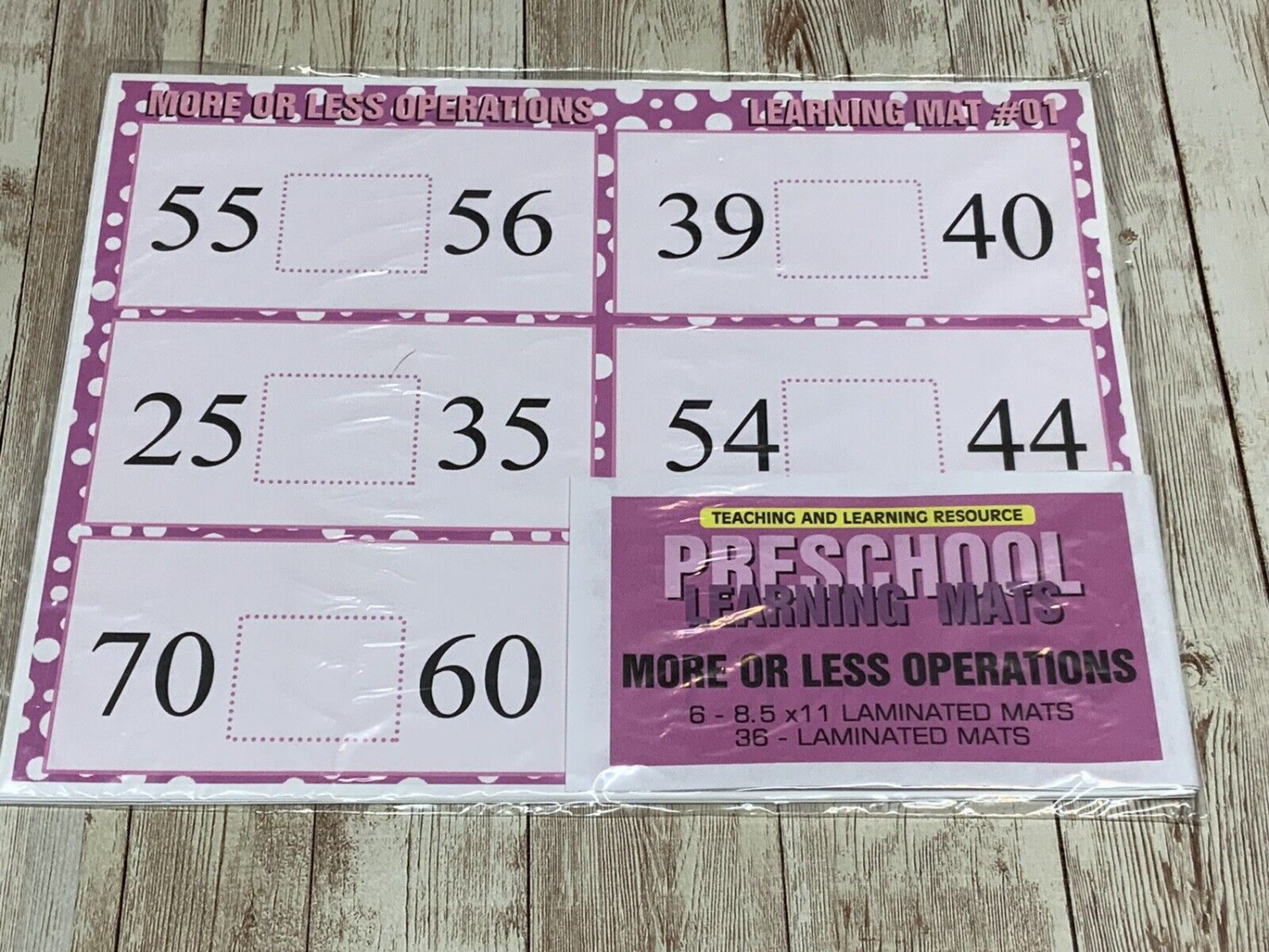 More Or Less Operations -Set of 6 Learning Mats & Cards - Laminated ...