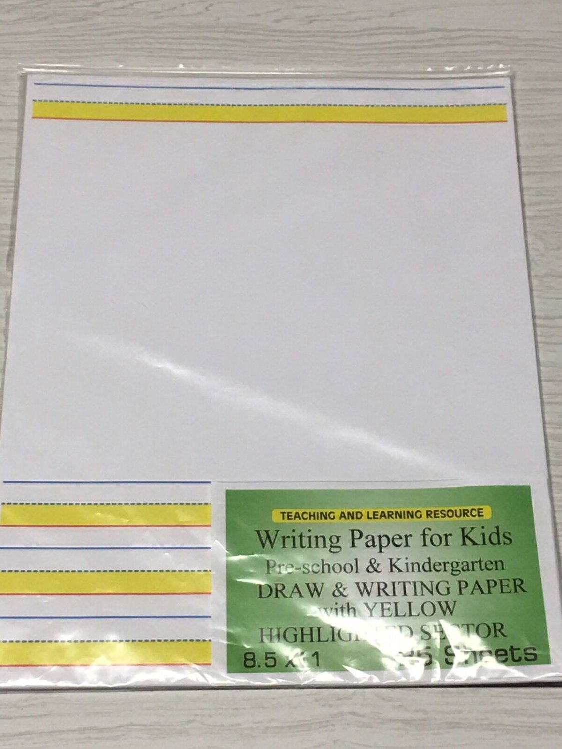 Writing Paper for Kids - Draw and Writing Paper - Yellow Highlighted ...