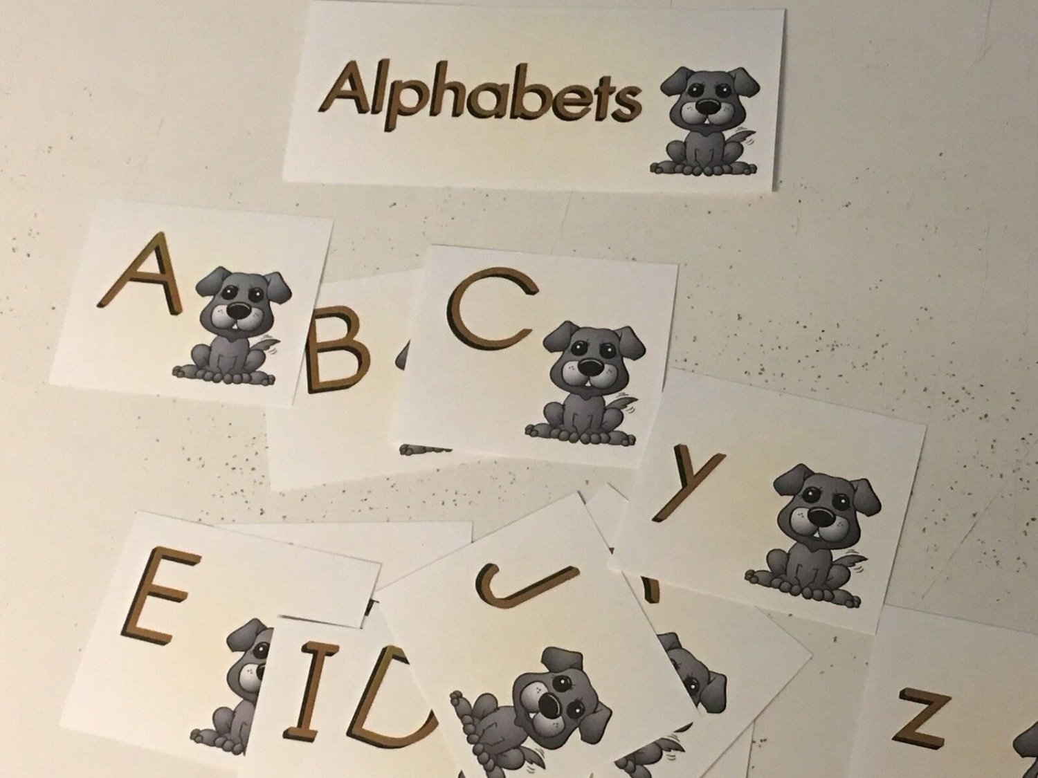 Puppy Themed Alphabet Cards - 53 Laminated Card Set- Pre-school ...