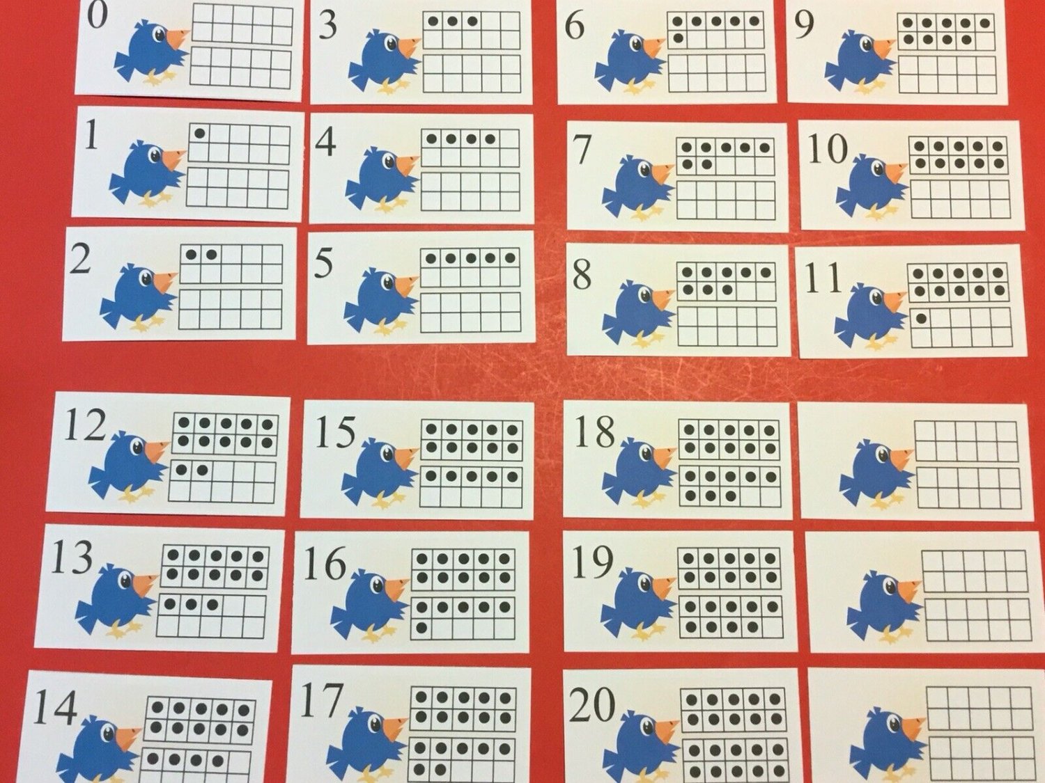 BLUE BIRD TENS FRAMES- Laminated Dry Erase cards - Teaching supplies