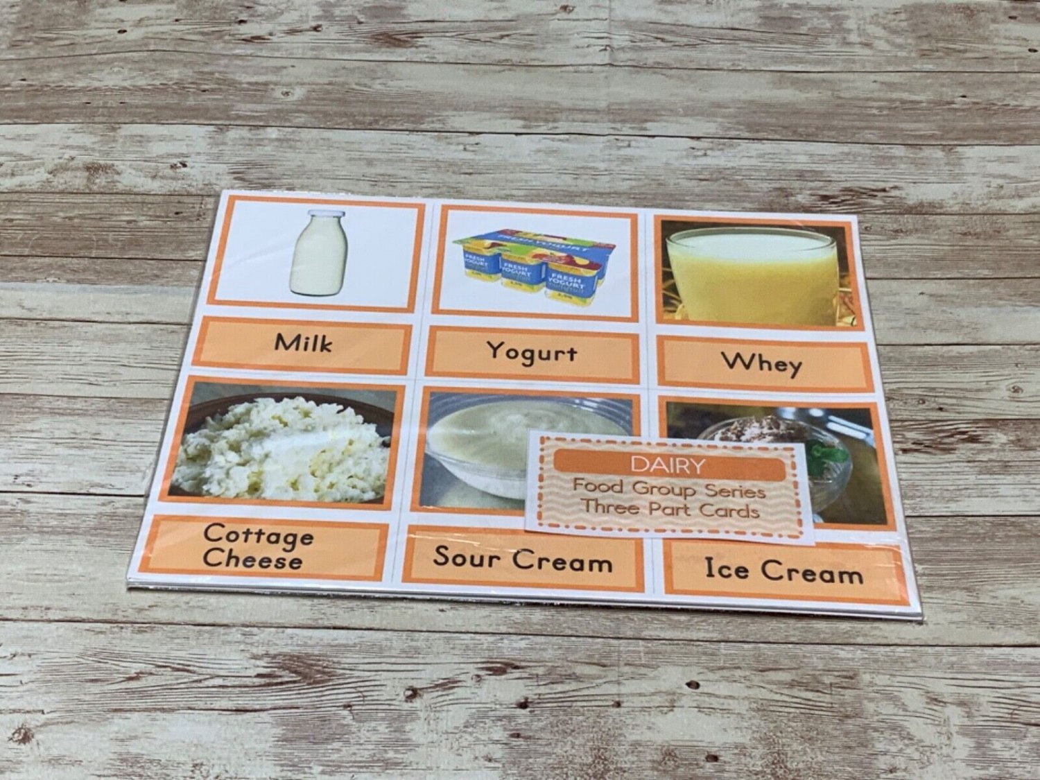 Dairy - Food Groups Series - Montessori Three Part Card - (PRINTED) DIY