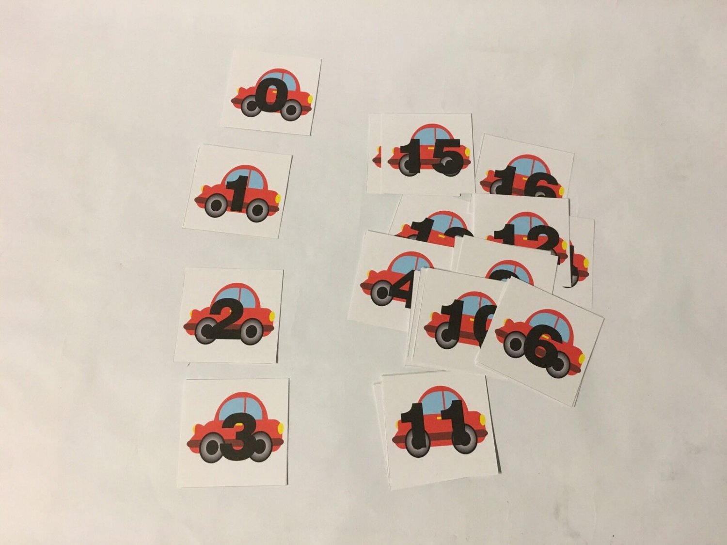 Learning Center - Red Car - Numbers - 36 Laminated Picture Card