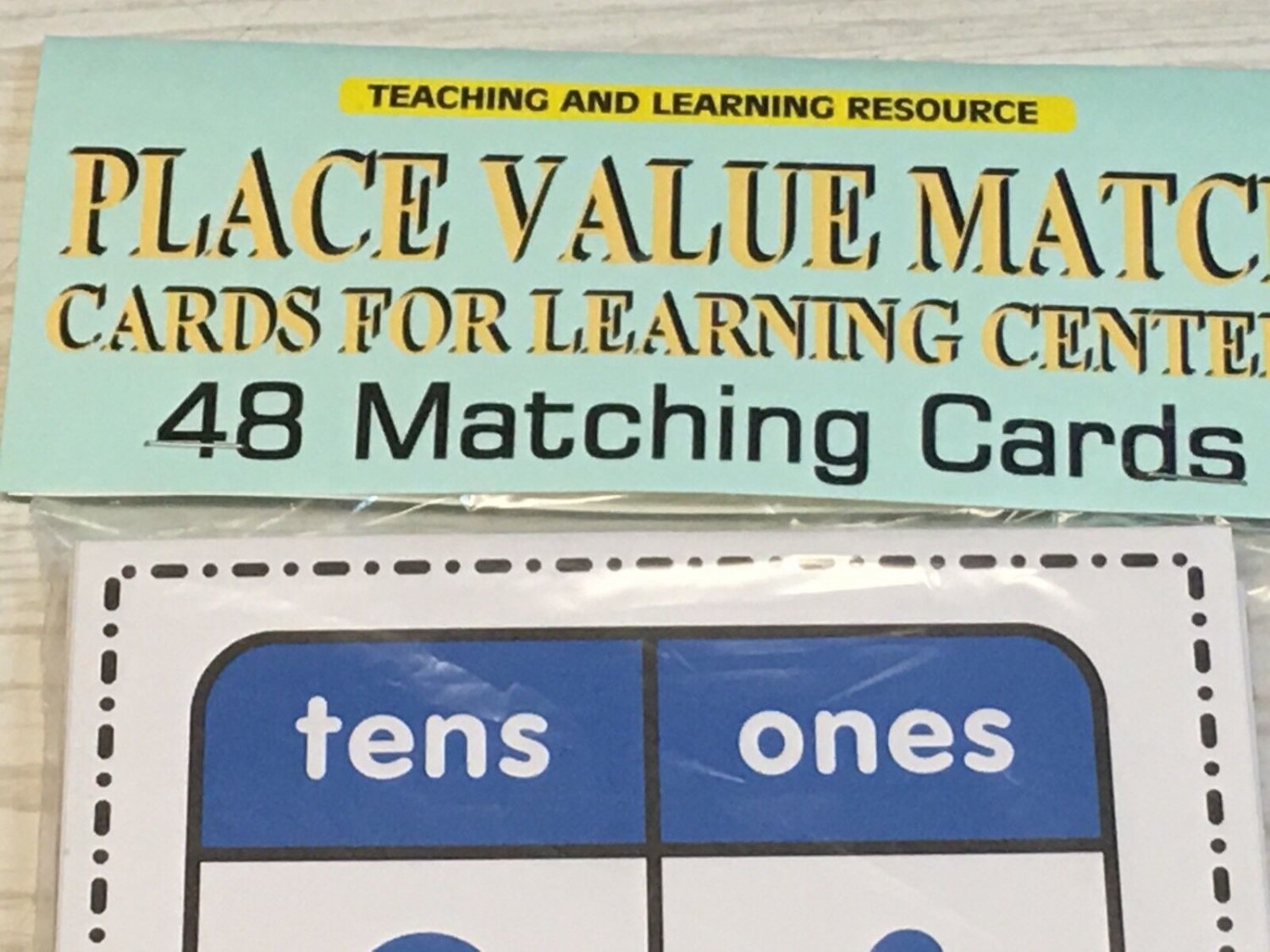Place Value Match - Flashcards for Preschool 48 Cards- Teaching supplies