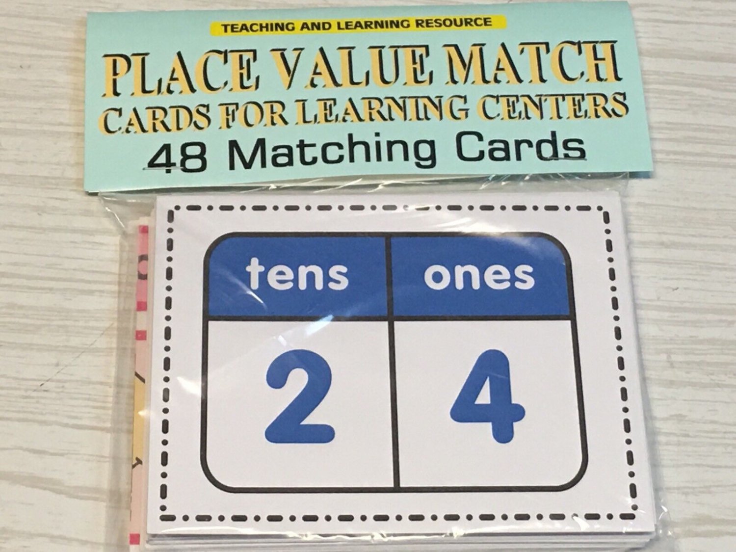 Place Value Match - Flashcards for Preschool 48 Cards- Teaching supplies