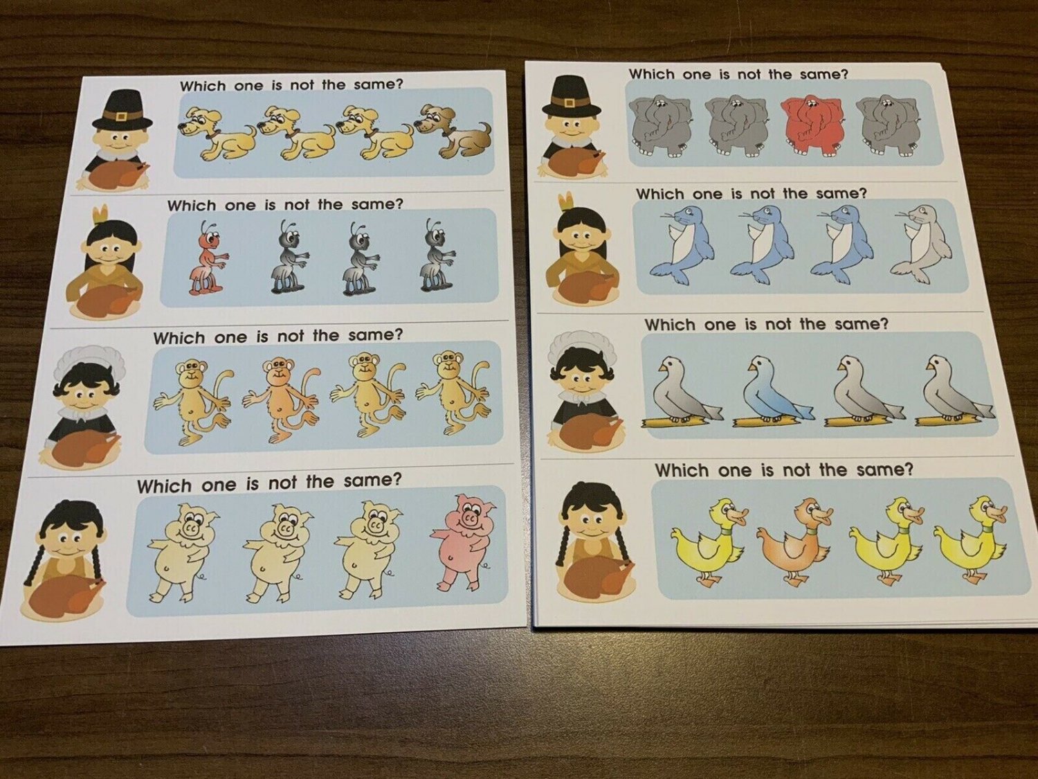 Pilgrim & Native Americans - FIND THE SAME - Cards for Learning Center