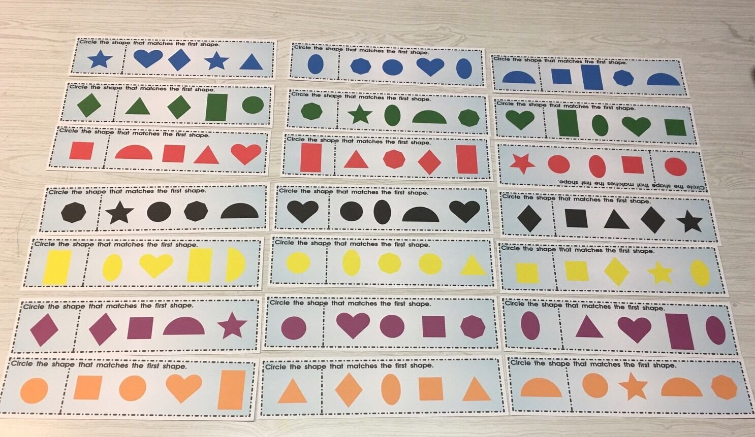 Shape Match - Learning Kit - Laminated Activity - dry erase cards