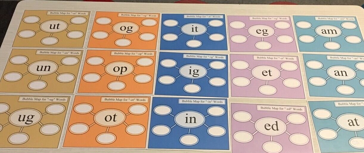 15 Short Vowel Bubble Maps - Language Mats - CVC Words - Laminated Dry ...