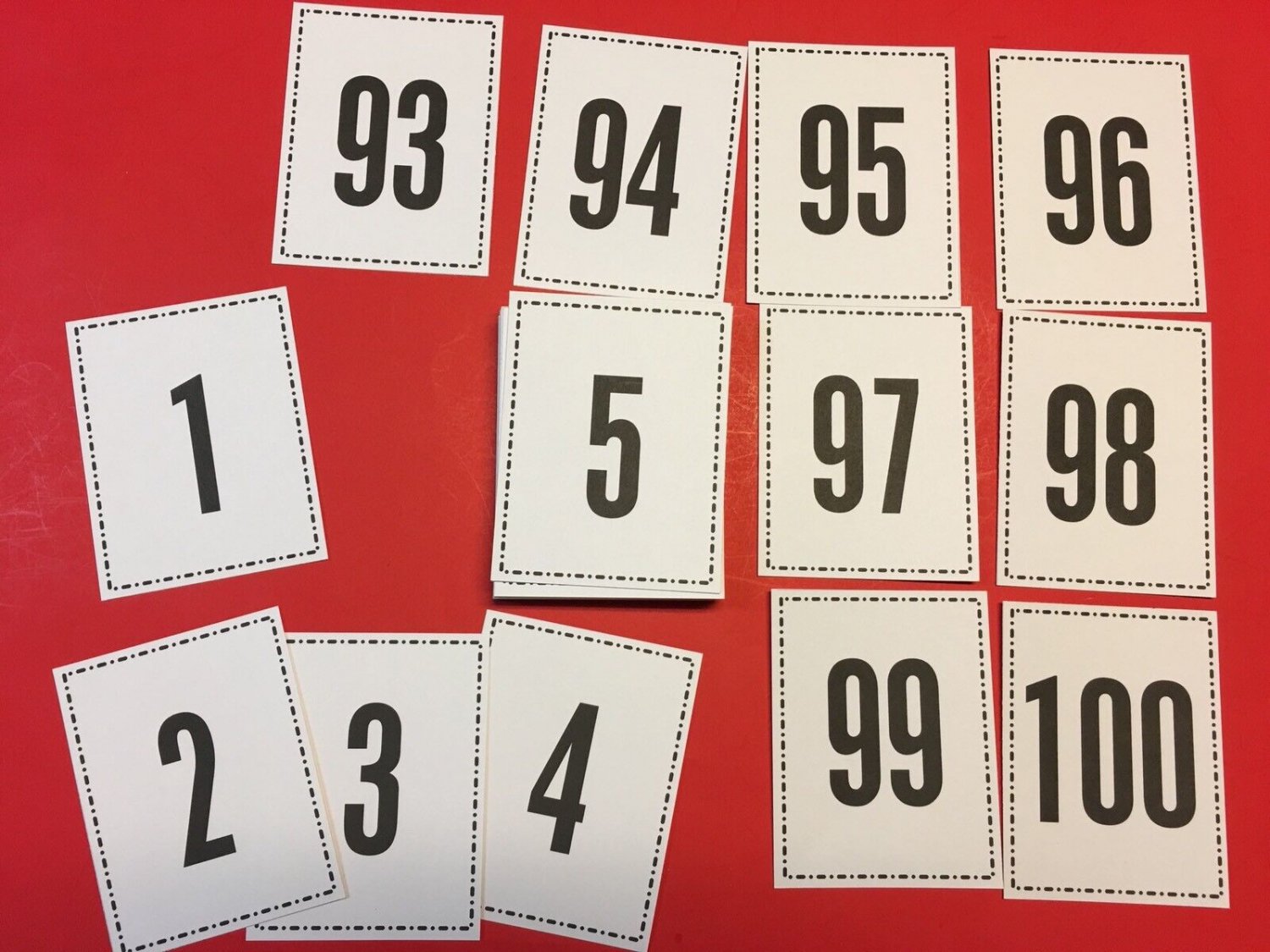 Full Sized - Numbers 1-100 flash cards. Pre-k, Math Number 5.5x4.25 #2