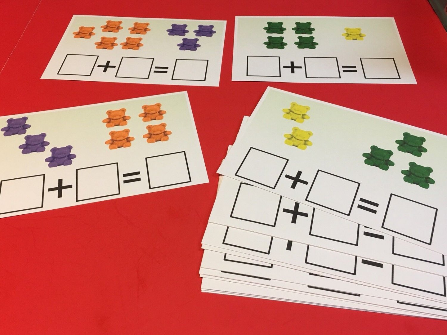 Bear Counter Addition - 20 Laminated Dry Erase Mats