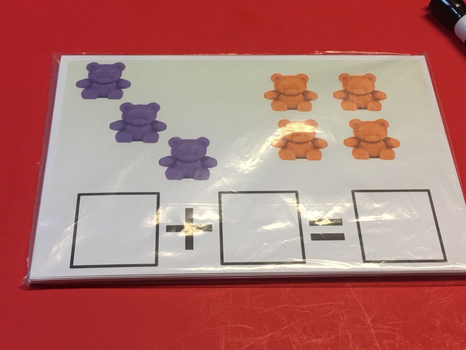 Bear Counter Addition - 20 Laminated Dry Erase Mats