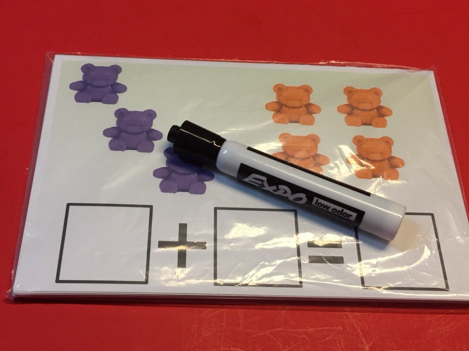 Bear Counter Addition - 20 Laminated Dry Erase Mats